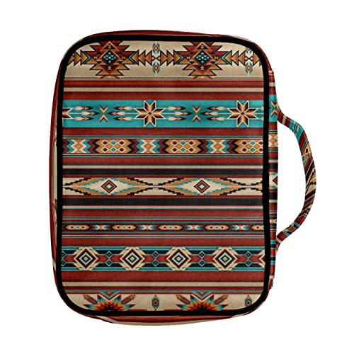 LedBack Native American Navajo Aztec Print Bible Covers for Women Men Bible Bags with Handle Zipper Pocket Bible Carrying Case Bible Accessories