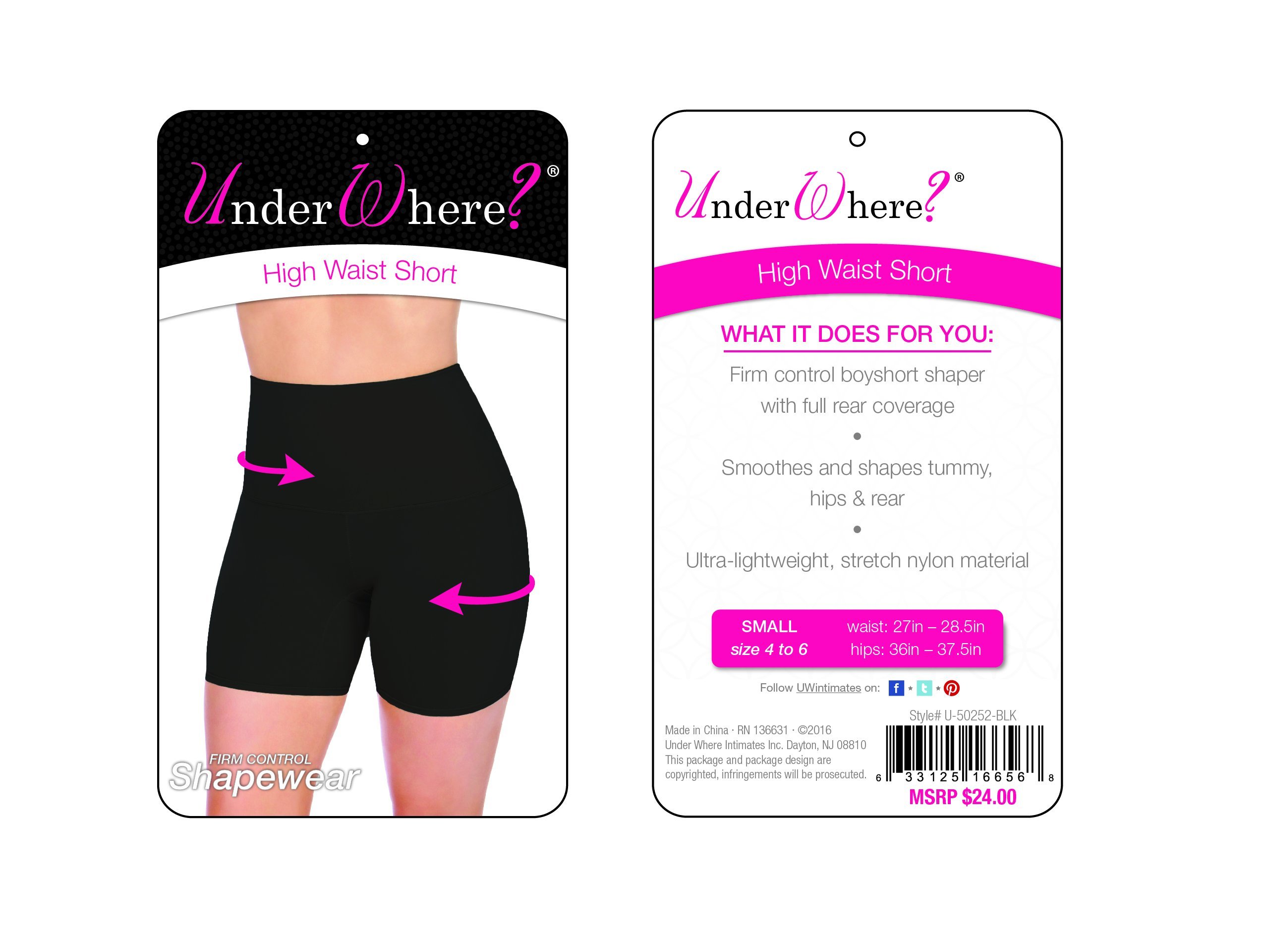 Under Where Intimates Women High Waist Shorts (XL) Black