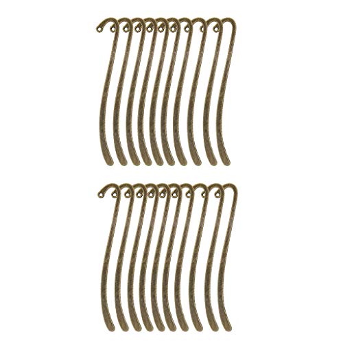 Baosity 20 Pieces Designs Metal Bookmarks Book Mark with Hook Beading Jewelry Findings Crafts x 14mm , Antique Bronze