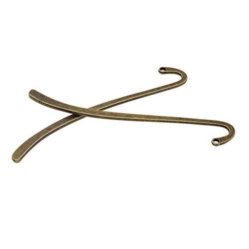 Baosity 20 Pieces Designs Metal Bookmarks Book Mark with Hook Beading Jewelry Findings Crafts x 14mm , Antique Bronze