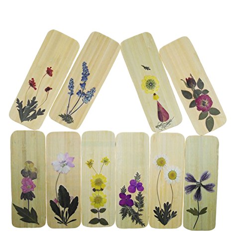 10 Pcs Handmade Bamboo Dried Flowers Chinese Style Bookmarks for Kids School Study Decoration Souvenirs Business Christmas Birthday Gift