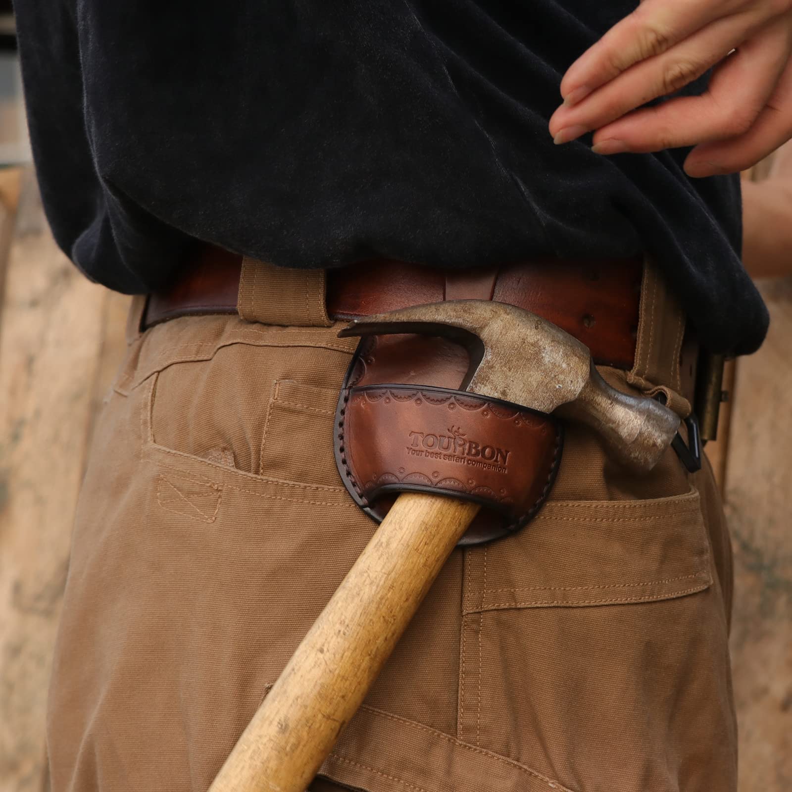 Tourbon Leather Snuff Dip Can Holder Chew Tobacco Cigarette Case Pouch Hammer Tool Holster for Belt