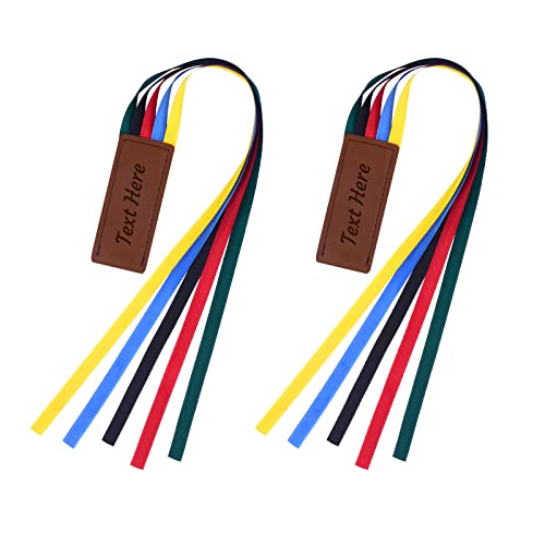 Bible Bookmark, 2 Pcs Personalized Leather Bookmark with Text, with Colorful Ribbons Bookmark for Books (2)