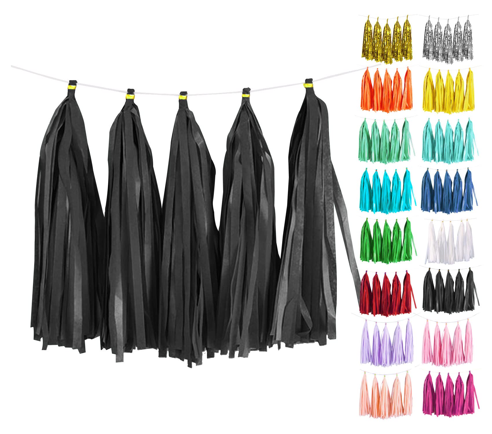 Pink Tassel Garland 20 Pcs, Tissue Paper Tassels Garland Banner for Party Birthday Wedding Decoration Baby Shower Table Decor Balloon Tails