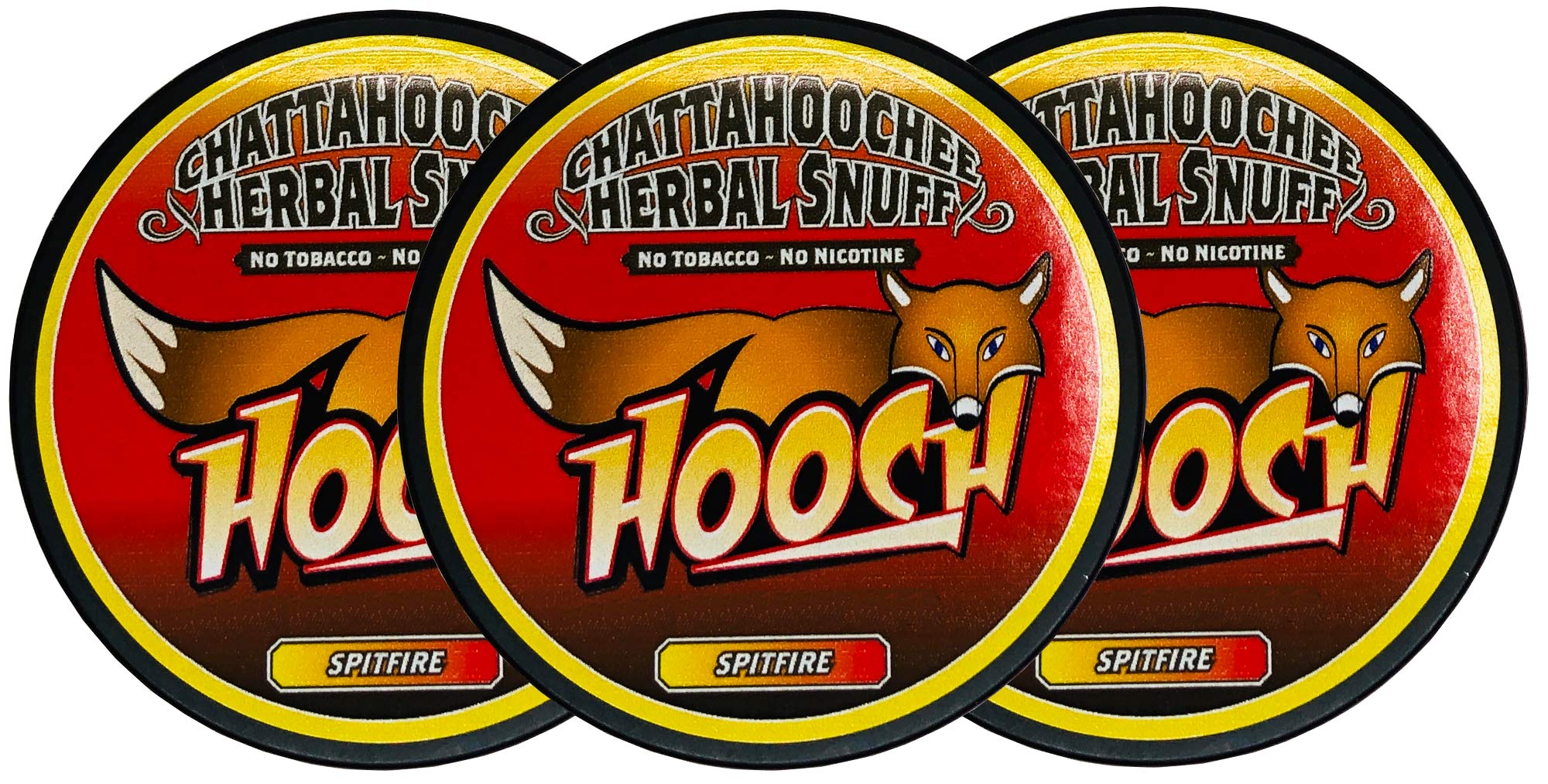 Hooch Herbal Snuff Spitfire Fine Cut 3 Cans with DC Crafts Nation Skin Can Cover - Iron Cross