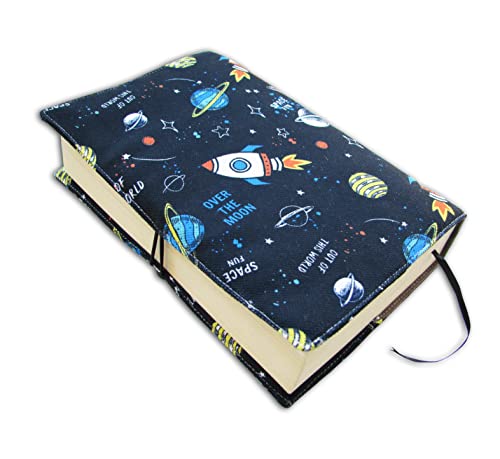 Book Sleeve Cover - Fabric Novel for Adult Books Cover for Paperback, Space Pattern Washable Book Protector - 5.5 x 8.2 x 1.6 Padded Case for Novel