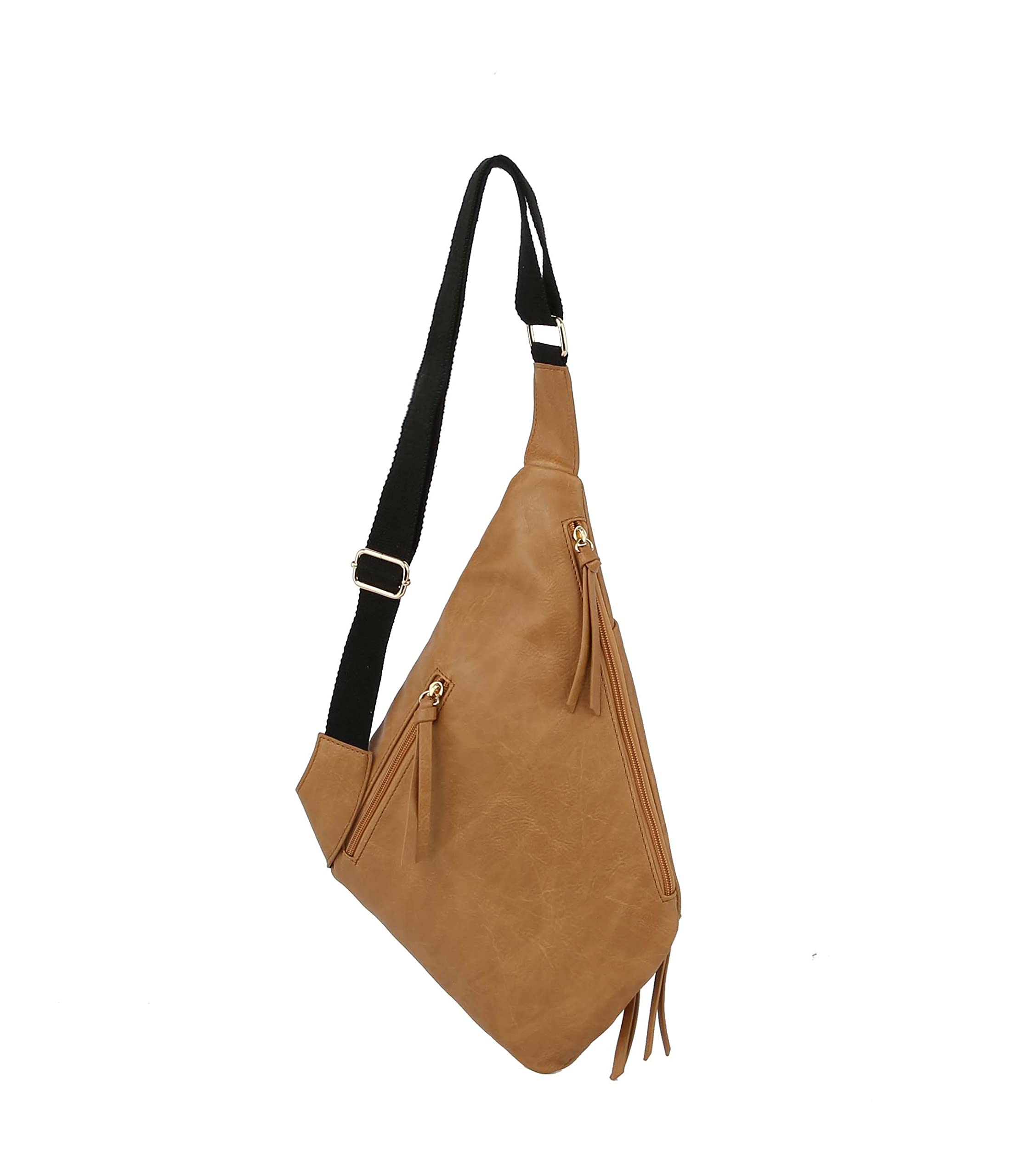 Fashion Sling Bag Crossbody Vegan Leather Daypack Men Women by Metro Muse (Black)