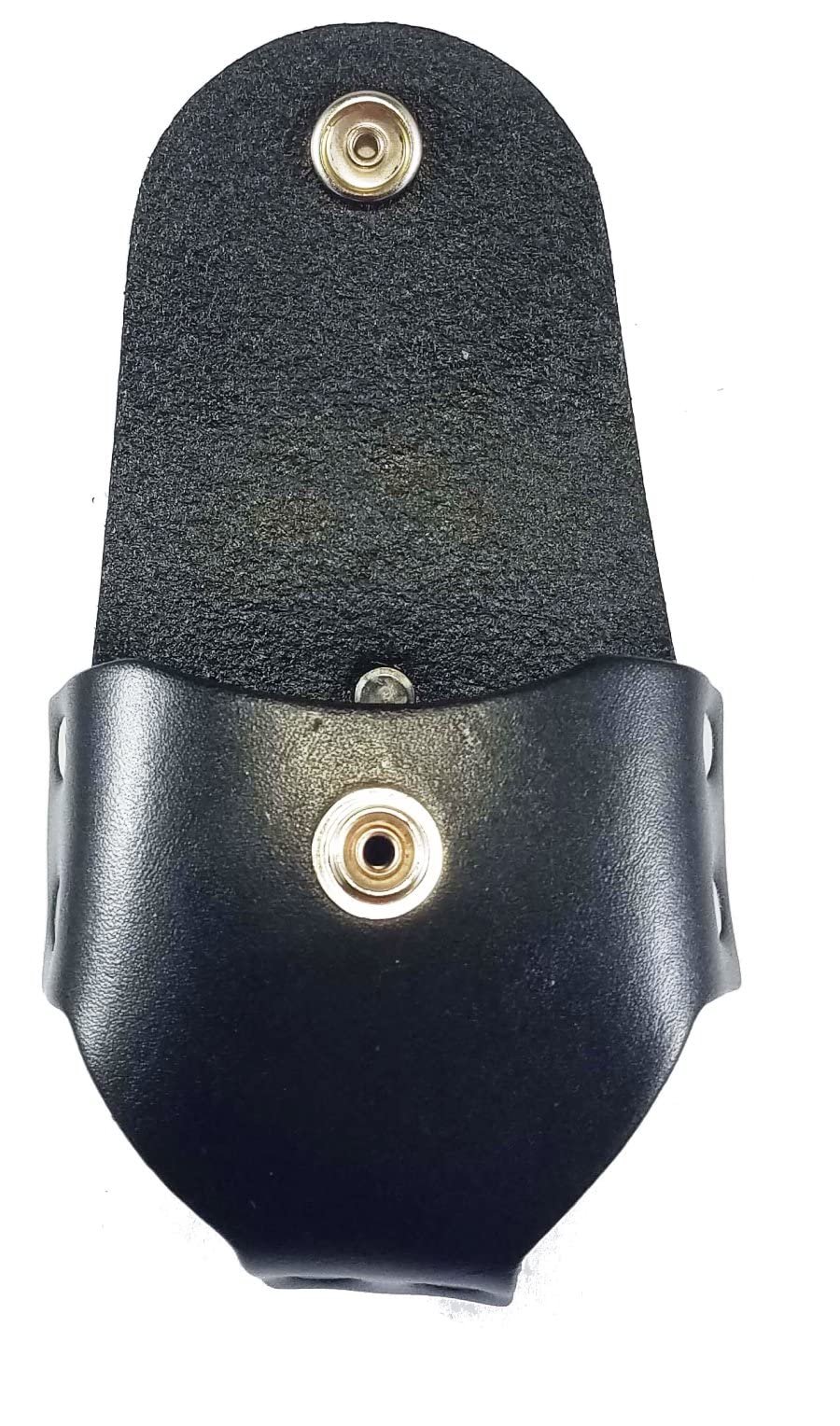 A Come and Take It Concho mounted on Genuine Black Leather Snuff Can Holder with Snap Closure