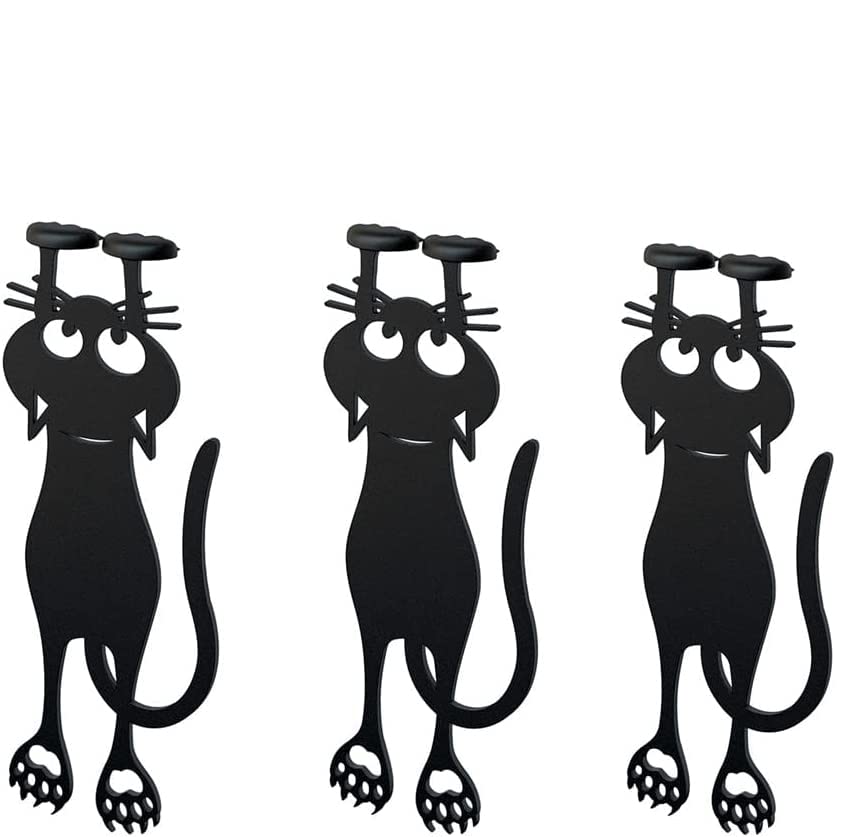 Curious Black Cat Bookmark: Locate Reading Progress with Cute Cat Paws, Reusable Creative Funny Hollow Cat Pattern Hanging Bookmark Page Markers(3pcs)