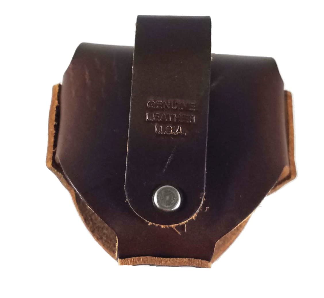 The Lady Texan Genuine Brown Leather Snuff Can Holder with Snap Closure