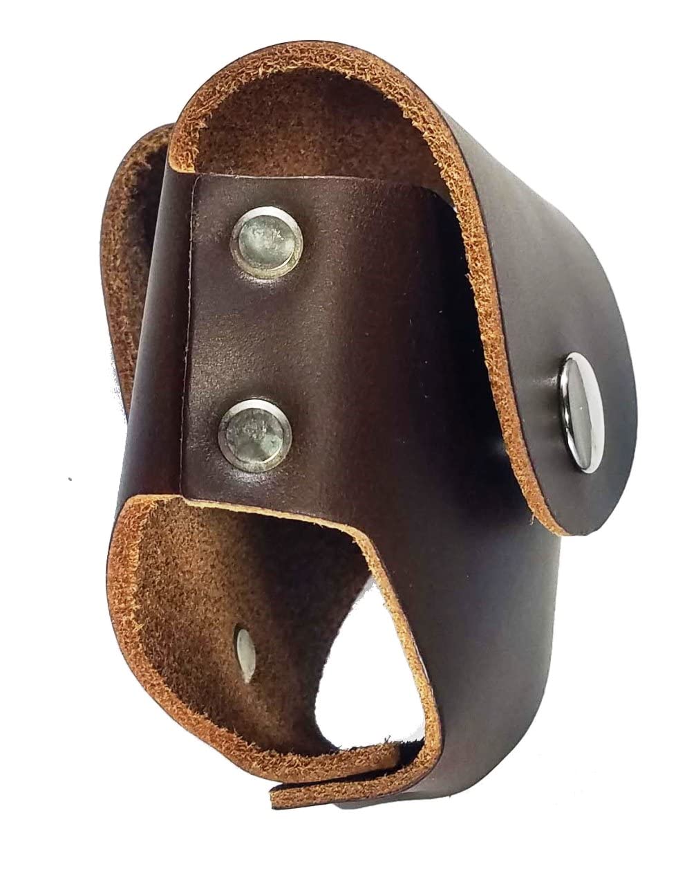 The Lady Texan Genuine Brown Leather Snuff Can Holder with Snap Closure