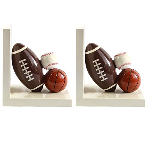 IMIKEYA Resin Bookend Book Stopper Football Basketball Heavy Duty Non-Skid Bookend for Room and Office Book Shelf Decor