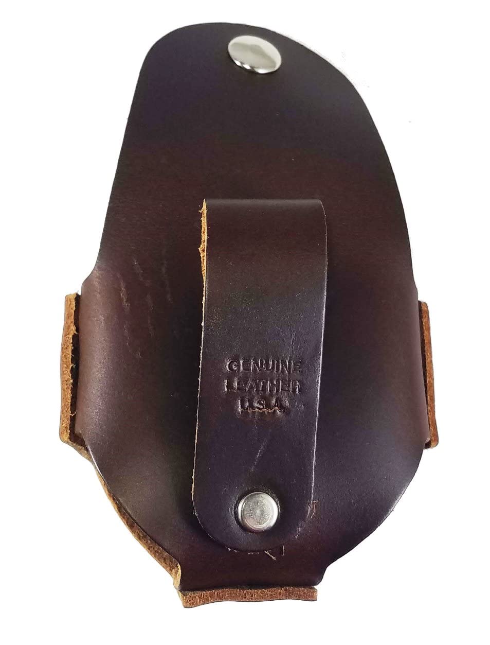 The Lady Texan Genuine Brown Leather Snuff Can Holder with Snap Closure