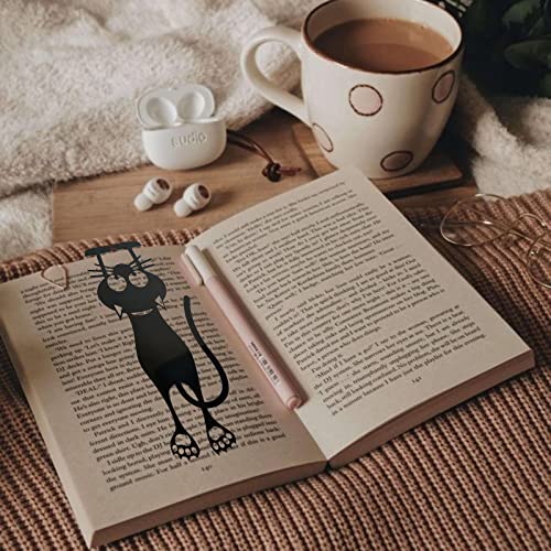 Curious Black Cat Bookmark: Locate Reading Progress with Cute Cat Paws, Reusable Creative Funny Hollow Cat Pattern Hanging Bookmark Page Markers(3pcs)