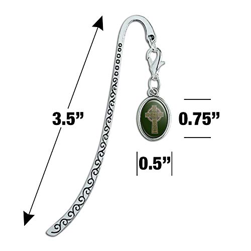 Celtic Christian Cross Irish Ireland Metal Bookmark Page Marker with Oval Charm