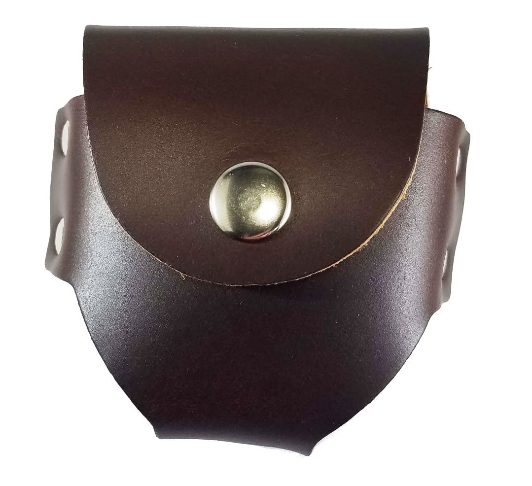 The Lady Texan Genuine Brown Leather Snuff Can Holder with Snap Closure