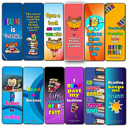 Creanoso Fantastic Reading Bookmarks for Kids (60-Pack) â Awesome Book Page Marker Clip Set â Premium Gift for Boys & Girls, Children â Rewards Incentives â Card Stock â Teacher Rewards