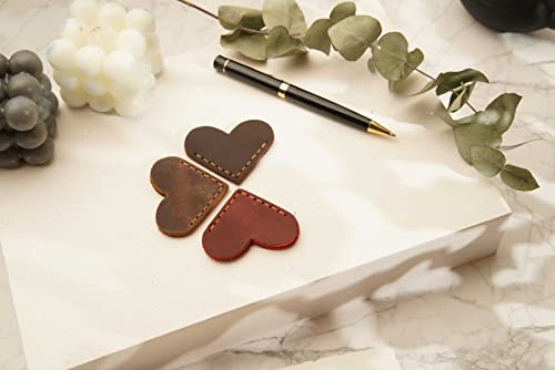 Personalized Premium Leather Heart Bookmarks, Custom Bookmark, Leather Heart Shaped Book Mark, Reader Gift, Gift for him, Gift for her (Red)