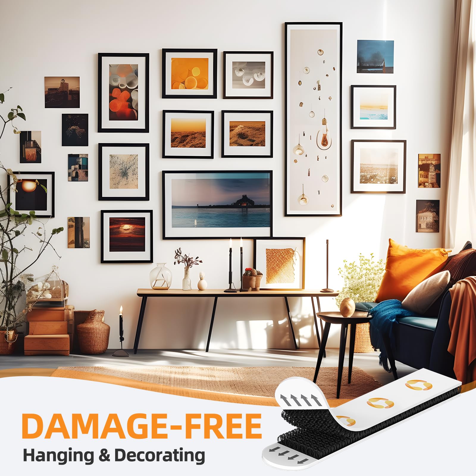 SummerBrite Picture Hanging Strips,Heavy Duty Picture Hanger Kit, Removable Damage Free,Picture Hanging Hooks,Black X Large (40Pack)