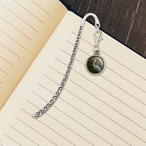 Great Blue Heron Metal Bookmark Page Marker with Charm