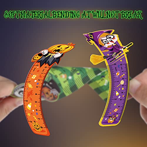 108 Pieces Halloween Bookmark Rulers for Kids Students Ghost Pumpkin Cartoon Animal Halloween Theme Pattern Prints Page Markers for Trick or Treat Prizes Classroom Rewards Holiday Party Decorations