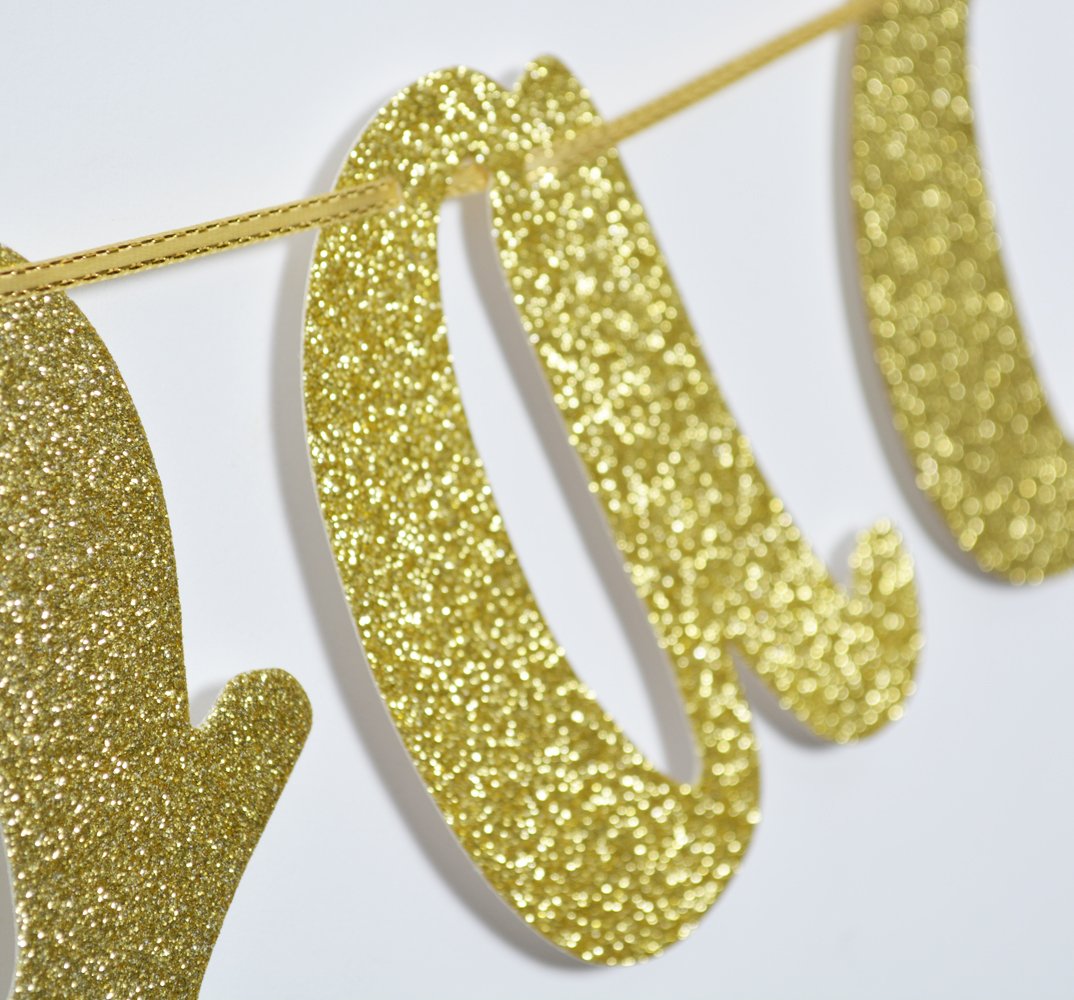 Welcome Back Gold Glitter Hanging Sign Banner- First Day of School, Classroom Decor,Back To School Party Decorations