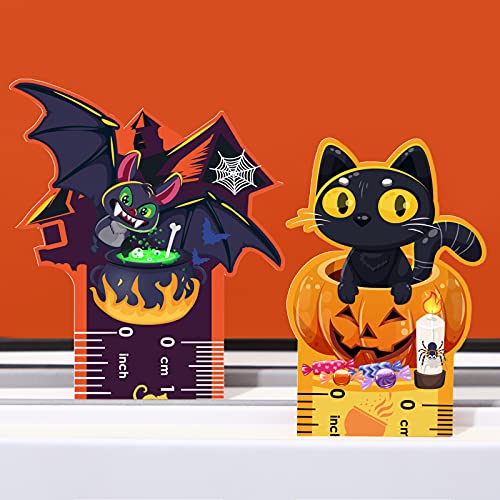 108 Pieces Halloween Bookmark Rulers for Kids Students Ghost Pumpkin Cartoon Animal Halloween Theme Pattern Prints Page Markers for Trick or Treat Prizes Classroom Rewards Holiday Party Decorations