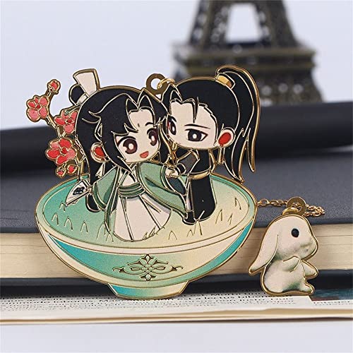 Metal Bookmarks with Chain Mo Dao Zu Shi Hollow Bookmark Page Markers Christmas Valentine Birthday Book Mark Gift(1)