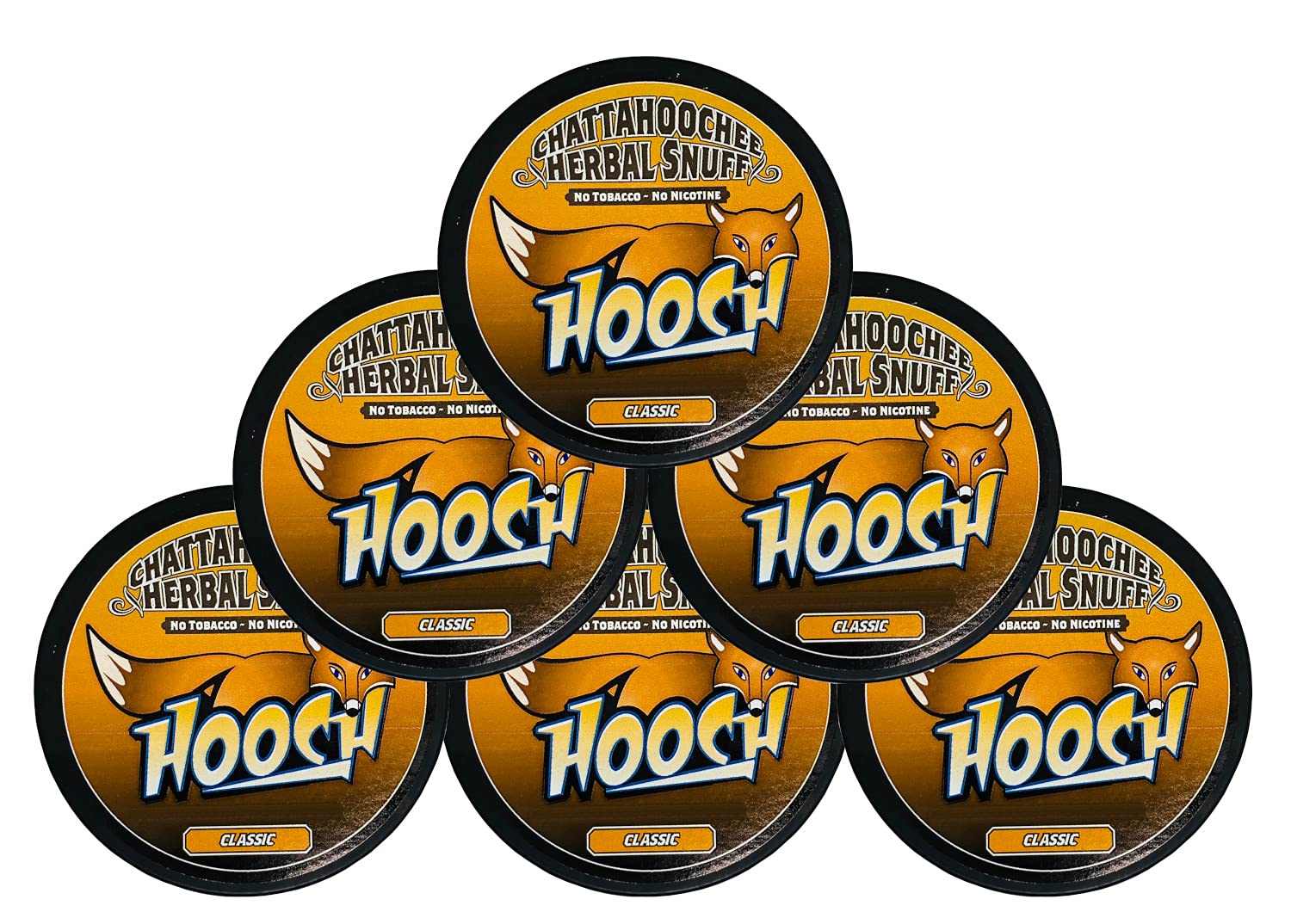 (6) Six Chattahoochee Hooch Herbal Snuff Cans 1.2oz/34g - Classic - Rough Cut - No Tobacco, No Nicotine