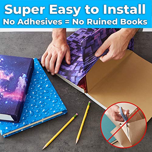 Stretchable Book Cover Design Packs. Fits Most Hardcover Textbooks Up to 9 x 11. Our Nylon Fabric Protector Set is A Needed School Supply for Students. Washable and Reusable4