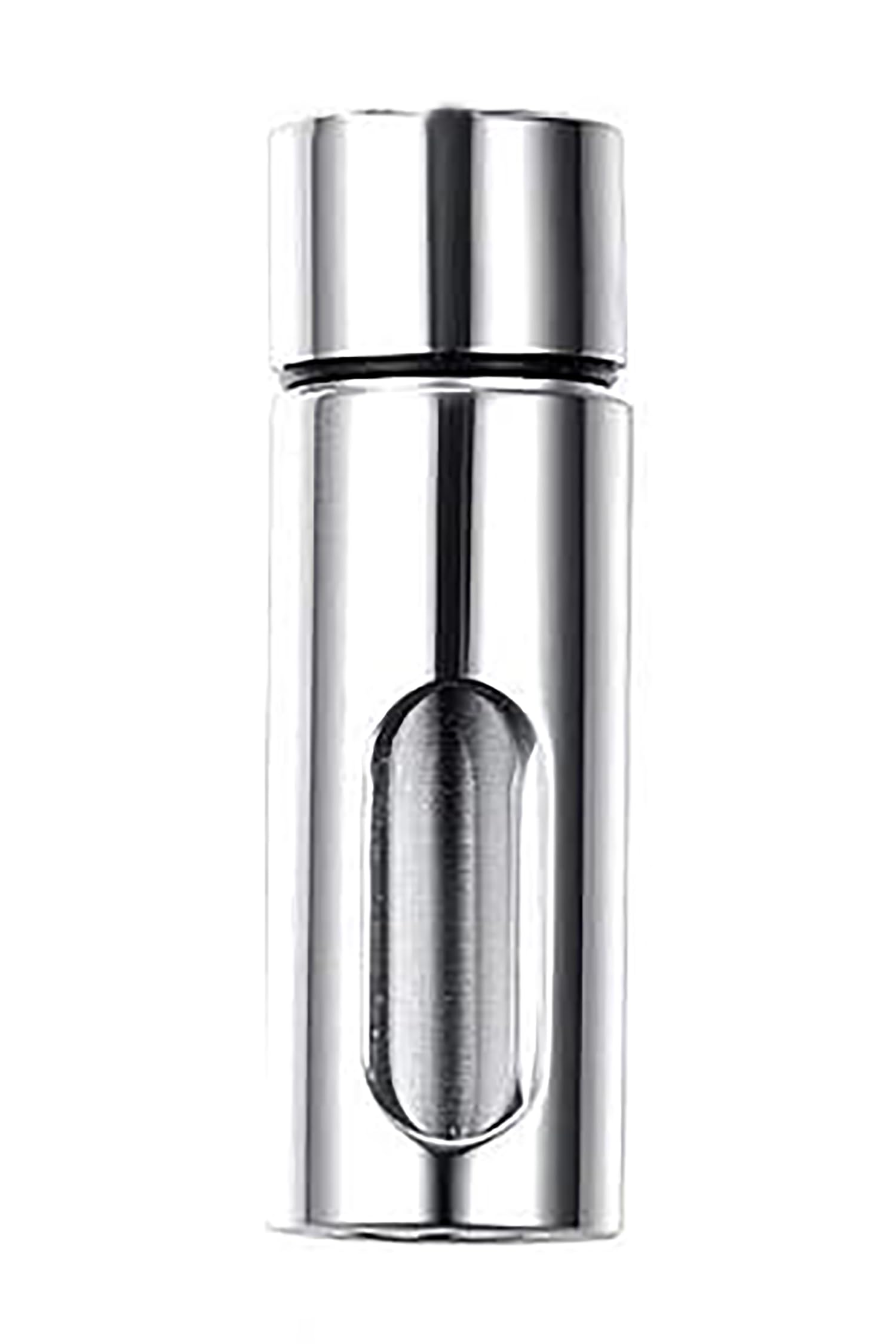 iSnuff Metal Clear Glass Window Dispenser with Screw Cap Lid - Sample Silver Container for Travel Preservation