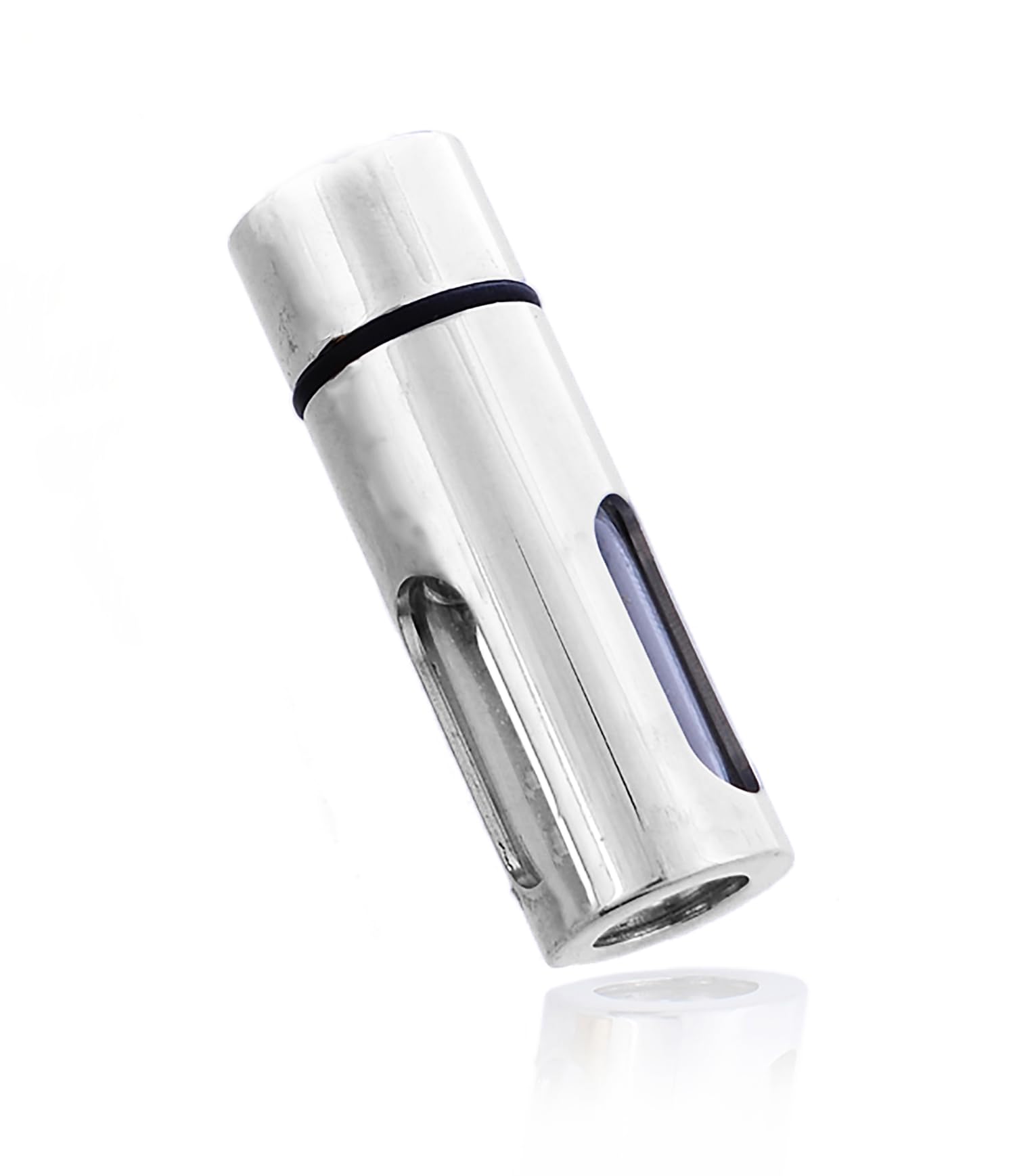 iSnuff Metal Clear Glass Window Dispenser with Screw Cap Lid - Sample Silver Container for Travel Preservation