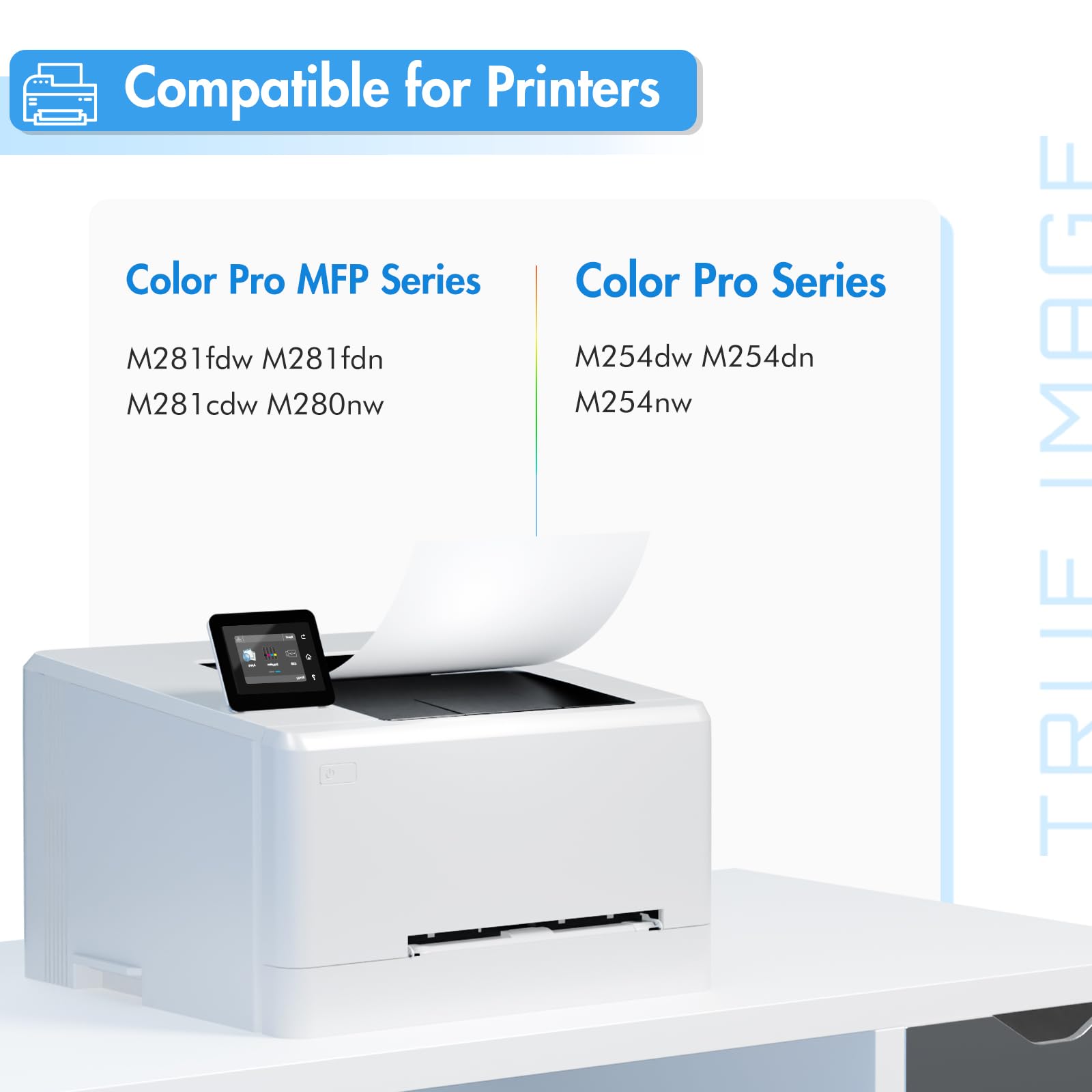 TRUE IMAGE Compatible Toner Cartridge Replacement for HP 202A CF500A 202X HP Color Pro MFP M281fdw M281cdw M254dw M281fdn M254dn M254nw M281 M254 Toner Printer Ink (Black Cyan Yellow Magenta, 5-Pack)