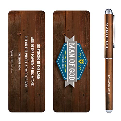 Man of God Father's Day Pen with Bookmark Gift Set, 5 1/2 Inch