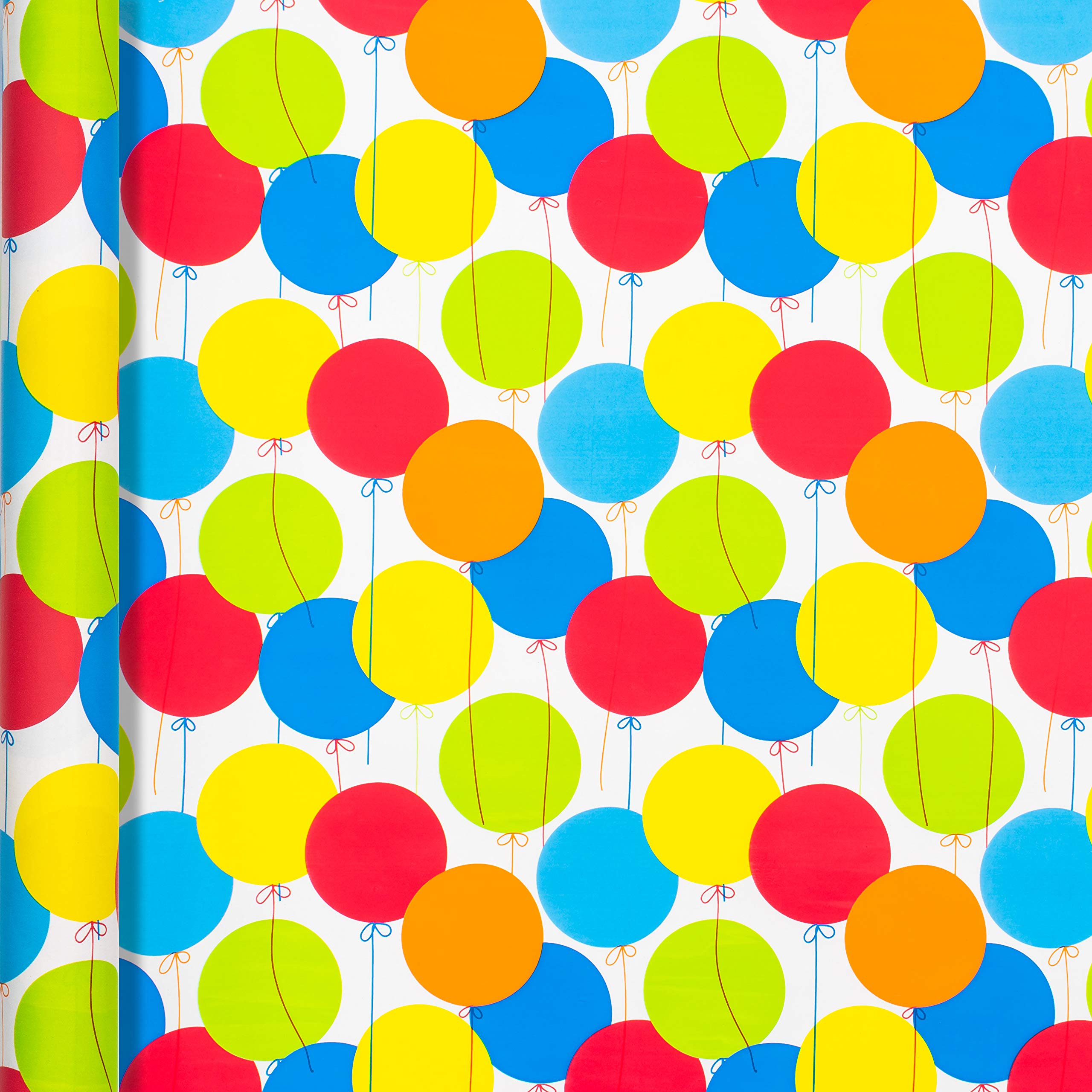 B-THERE Birthday Gift Wrap Wrapping Paper for Boys, Girls, Adults. 6 Cute & Funny Different Designs of 6 ft X 30 Roll! Includes Cactus, Fruit, Rainbows, Rainbow Sprinkles, Pizza, Balloons, Donuts