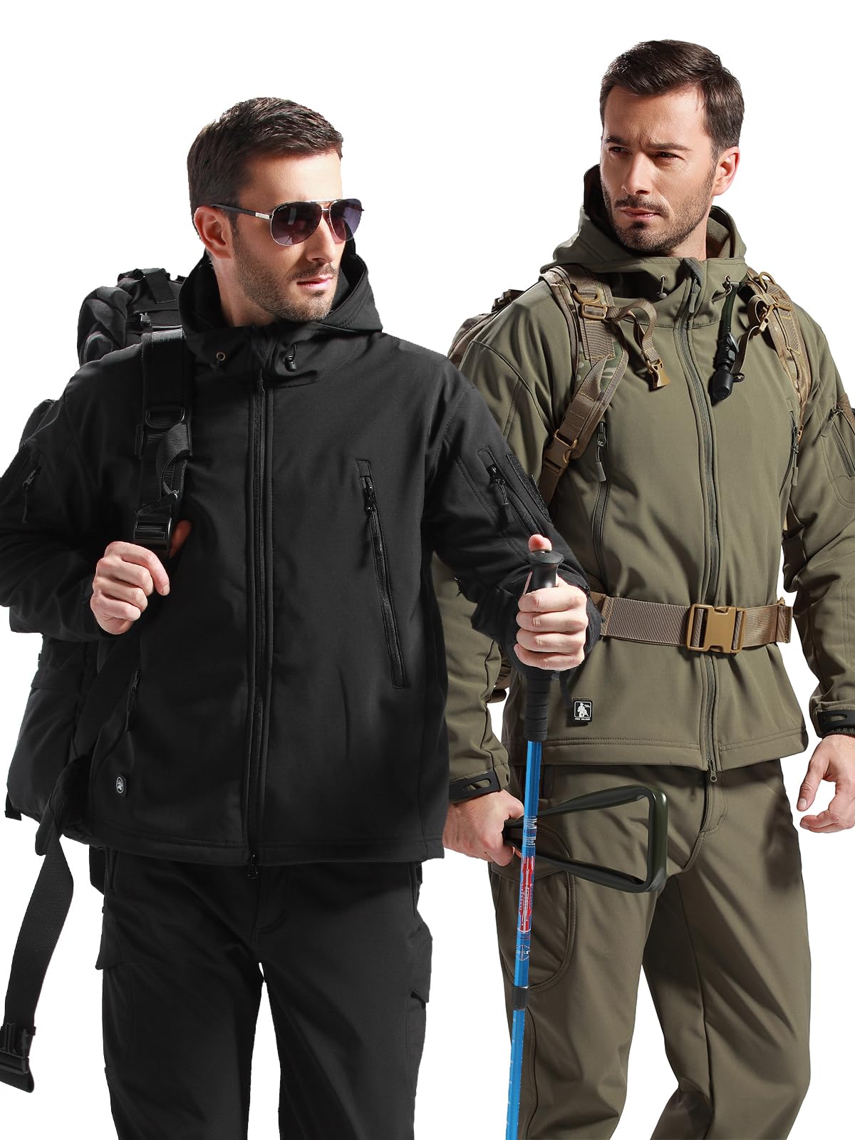 FREE SOLDIER Men's Outdoor Waterproof Soft Shell Hooded Military Tactical Jacket (Green XX-Large/US)