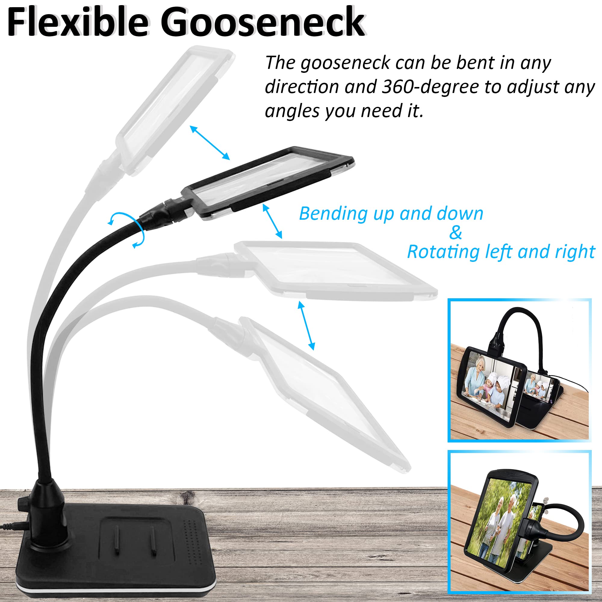 M MAGDEPO 4X Gooseneck Magnifying Lamp Lighting with 28 SMD LEDs, Table Desktop Stand Magnifier Hands-Free for Hobby, Sewing, Crafts, Close Work, etc.