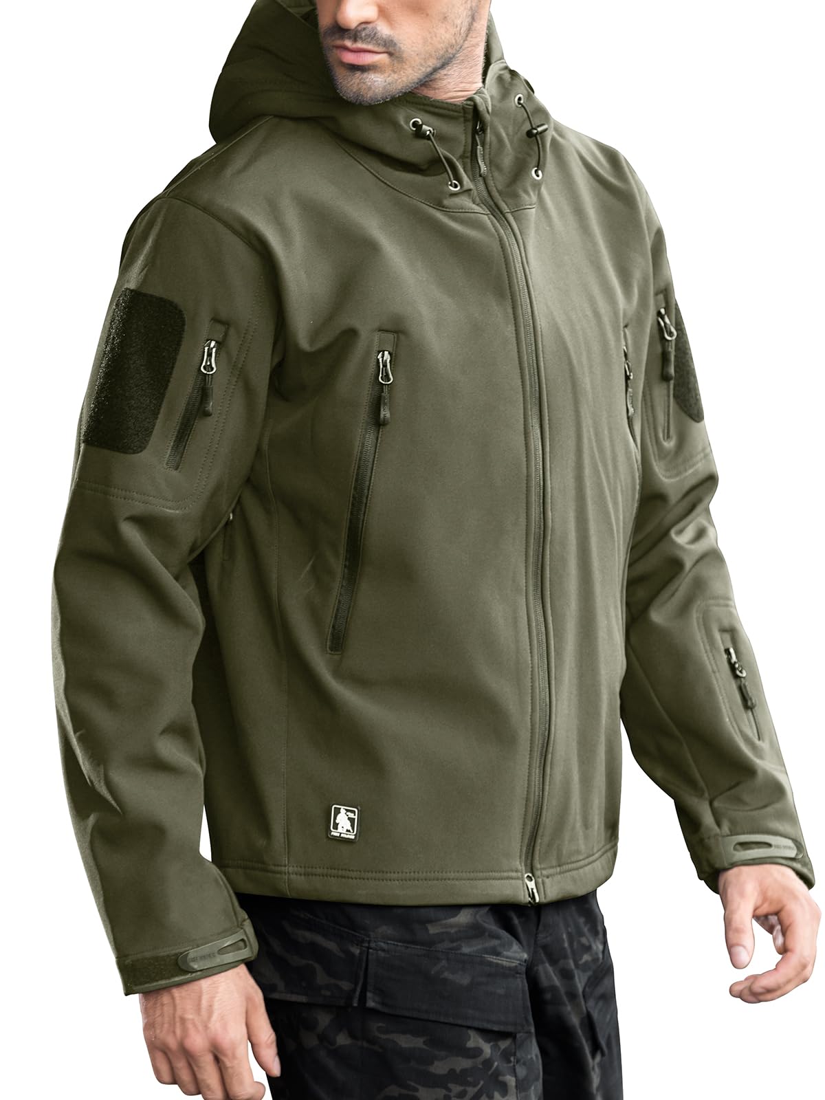 FREE SOLDIER Men's Outdoor Waterproof Soft Shell Hooded Military Tactical Jacketć(Green XX-Large/US)