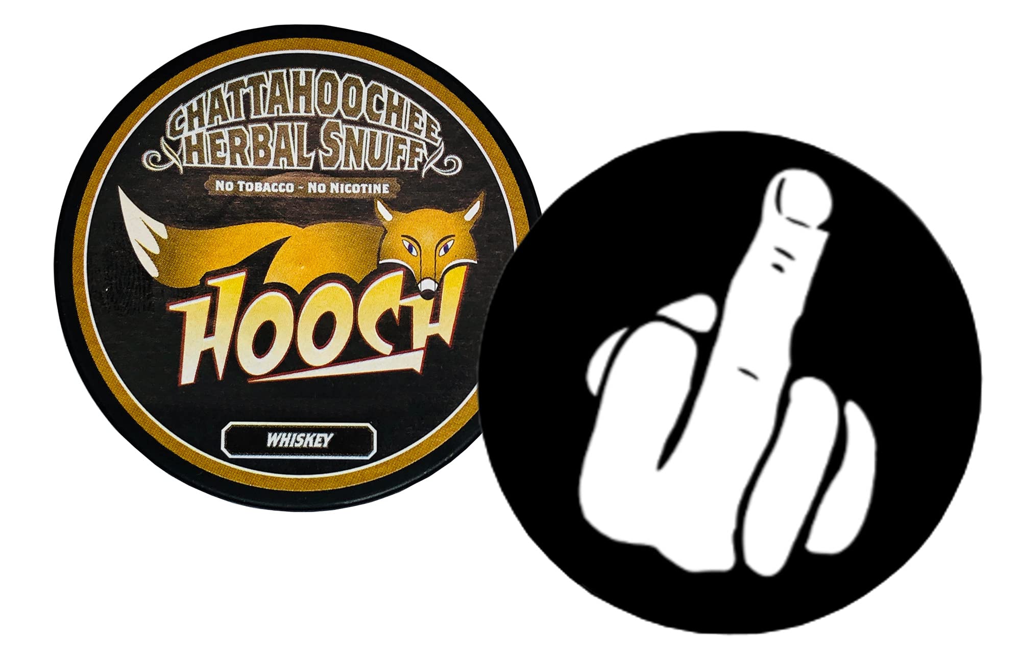 Hooch Herbal Snuff Whiskey Rough Cut 1 Can with DC Crafts Nation Skin Can Cover - Middle Finger