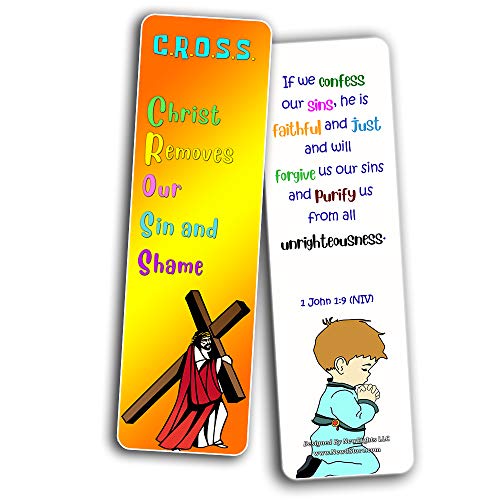 Christian Gospel Bookmarks for Kids (12 Pack) - Collection of Inspirational Bible Verses for Kids - Church Memory Verse Sunday School Rewards - Christian Stocking Stuffers Birthday Assorted Bulk Pack