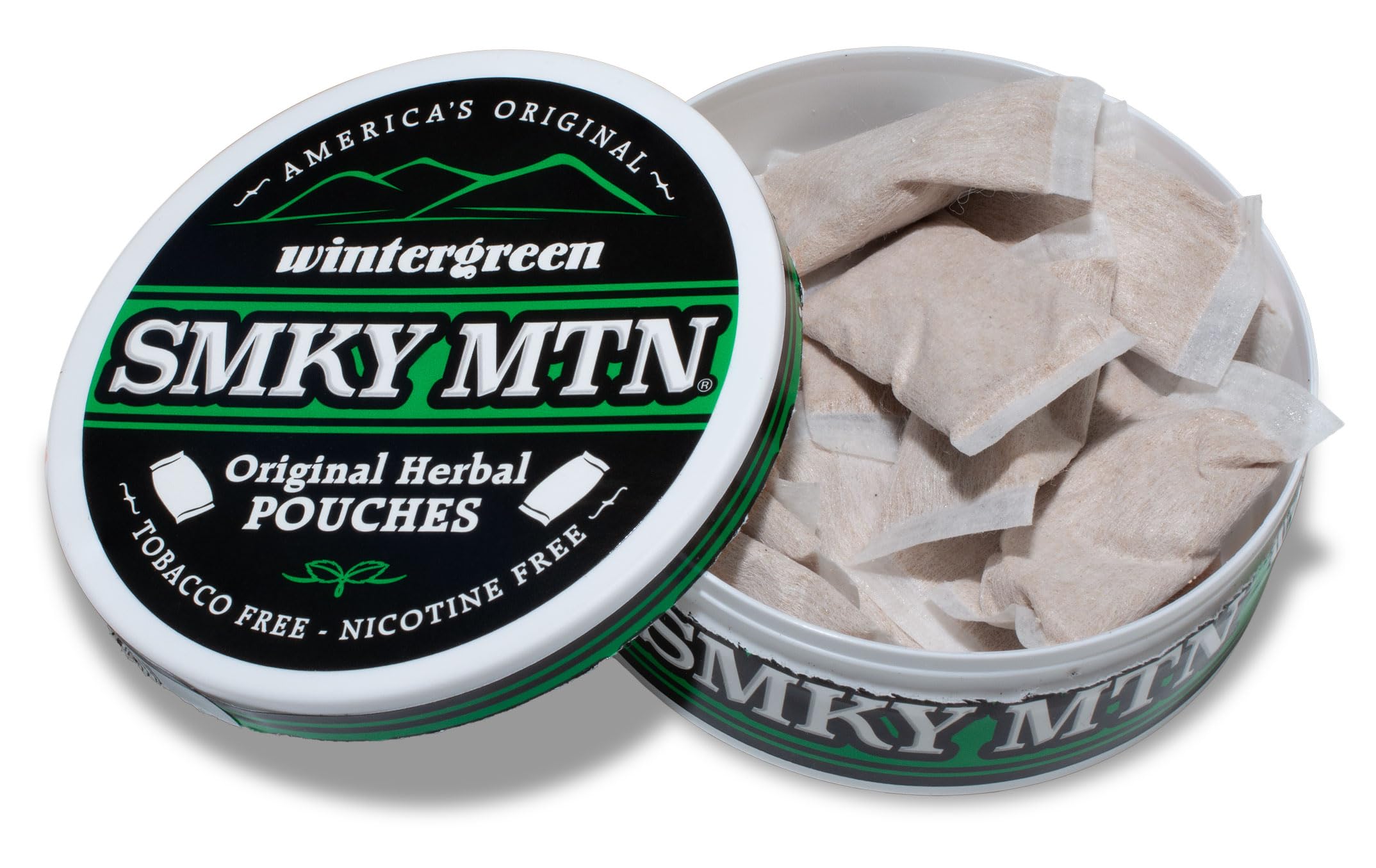 Smokey Mountain Original Pouches - Wintergreen - Tobacco Free and Nicotine Free - 1 Can - 20 Per Can