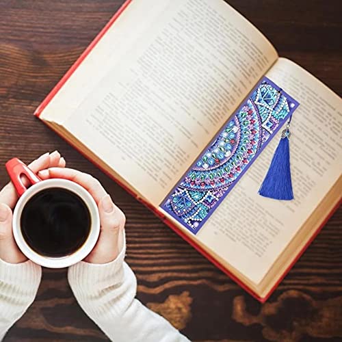 Generic 2 Pieces Diamond Painting Kits Bookmarks with Tassel Jesus Cross Christian DIY Leather Bookmark Art Craft 5D Special Shaped Crystal Paint by Numbers for Adults Kids Students Gift 6x21cm