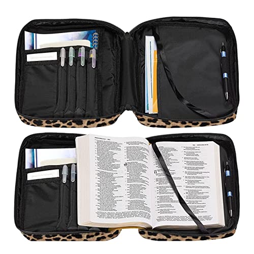 Jiueut Galaxy Wolf Bible Cover for Men Large Size Bible Case Scripture Carrying Book Case Boys Study Bible Case Bible Holder with Handle and Zippered Pocket