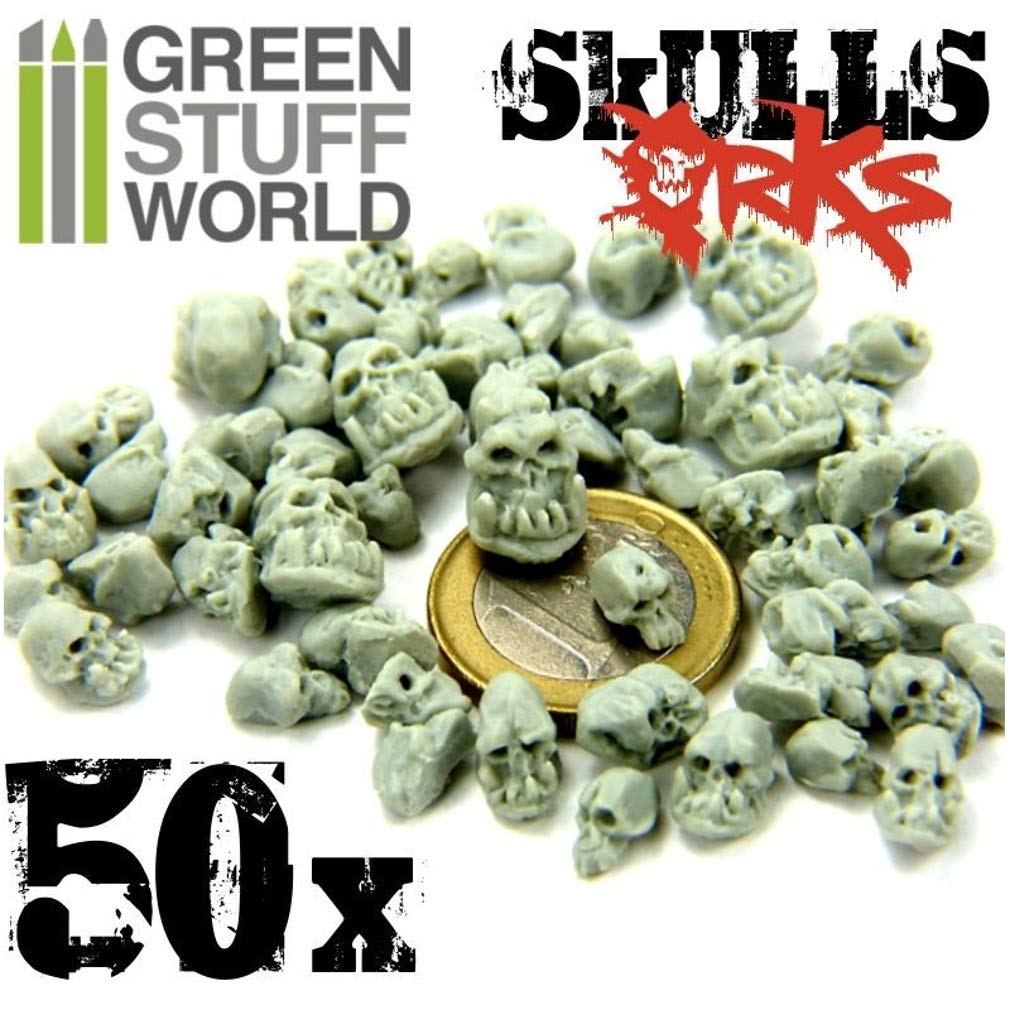 Green Stuff World for Models and Miniatures 21 Resin Ork Skulls 1387