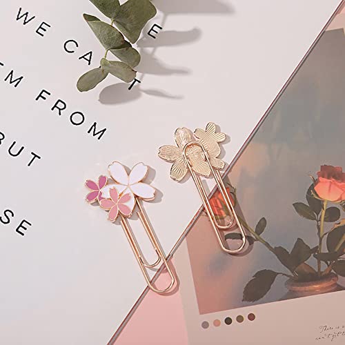 6 Pack Three Cherry Blossoms Cute Paperclip Bookmarks Office Supplies Planner Accessories Clips On Bookmark
