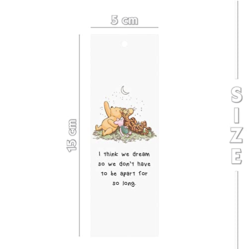 10 Pcs Winnie Bookmark, Winnie Theme Book Markers with Gold Ribbons, 15 x 5 cm