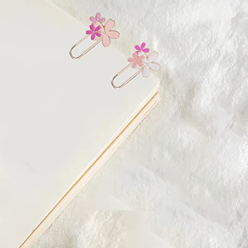 6 Pack Three Cherry Blossoms Cute Paperclip Bookmarks Office Supplies Planner Accessories Clips On Bookmark