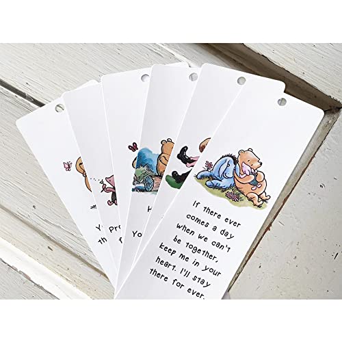 10 Pcs Winnie Bookmark, Winnie Theme Book Markers with Gold Ribbons, 15 x 5 cm