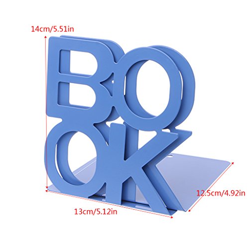 tegongse 2Pcs Book Ends, Alphabet Shaped Metal Bookends, Non-Skid Bookend Supports, Book Stopper for Books/Movies/CDs/Video Games