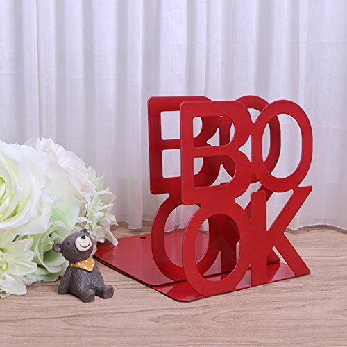 tegongse 2Pcs Book Ends, Alphabet Shaped Metal Bookends, Non-Skid Bookend Supports, Book Stopper for Books/Movies/CDs/Video Games